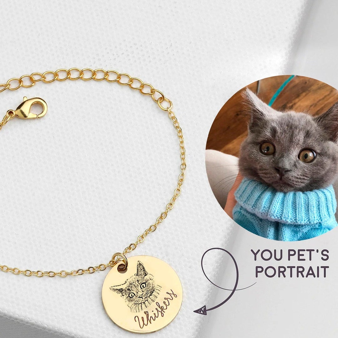 Custom Pet Portrait Bracelet Pet Gift Dog Memorial Bracelet for Cat Mom ...