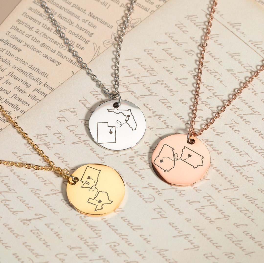 Best Friend Gift Friendship Necklace for Her Long Distance State ...