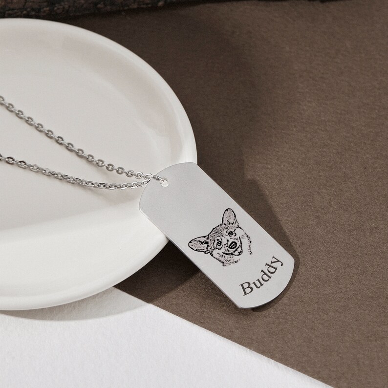 Personalized Dog Tag Necklace, Custom Pet Image Necklace, Father's Day ...