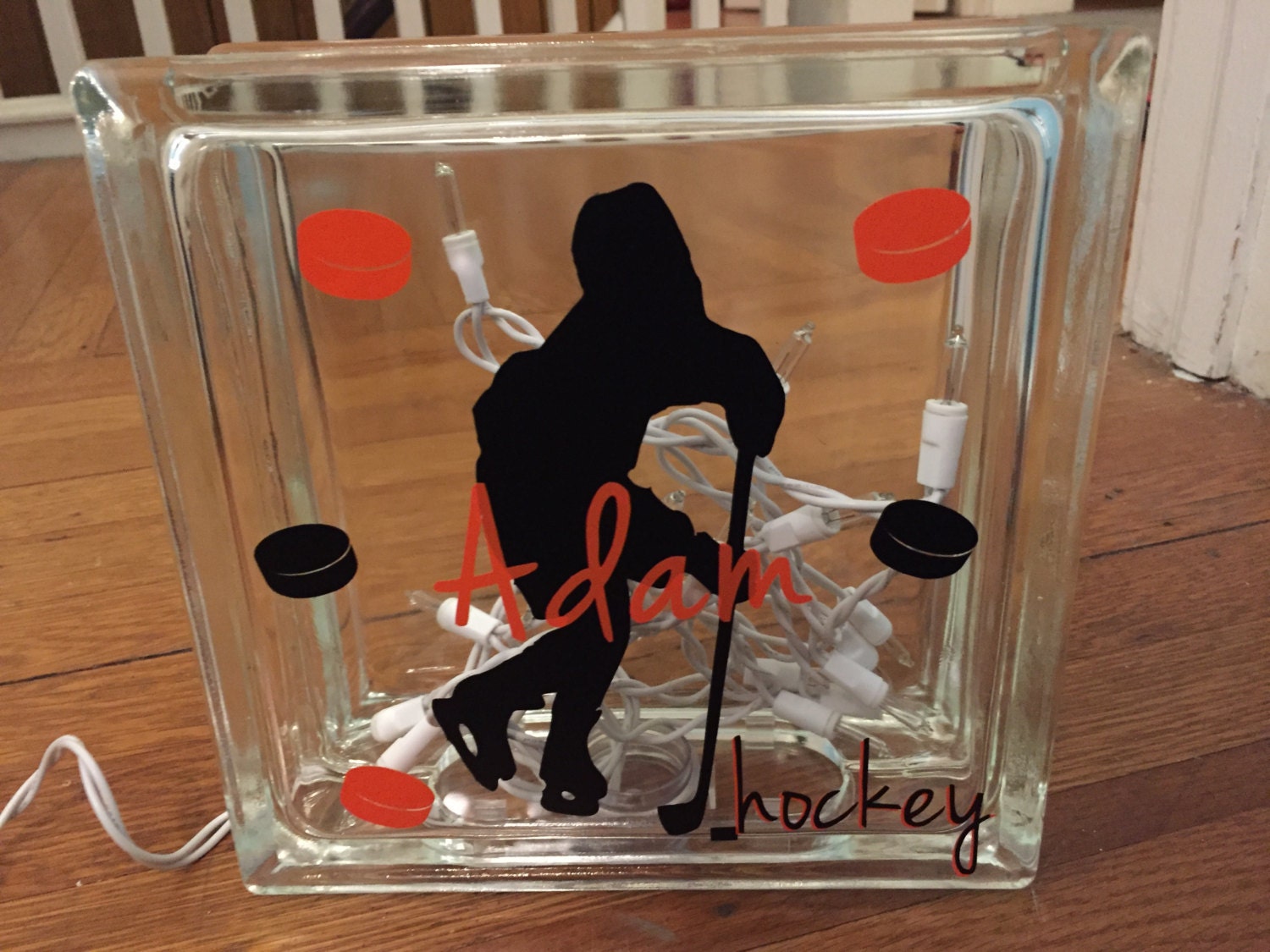 Glass Block Hockey Glass Block Hockey Block Hockey Player | Etsy