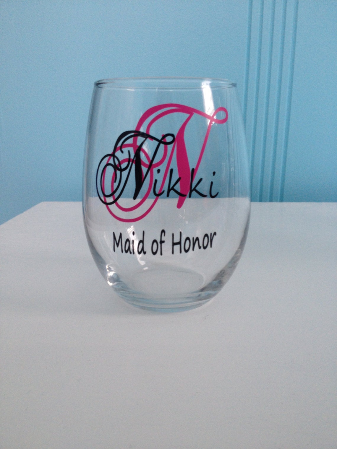 Bridesmaid Maid of Honor and Bride Personalized Glasses. | Etsy