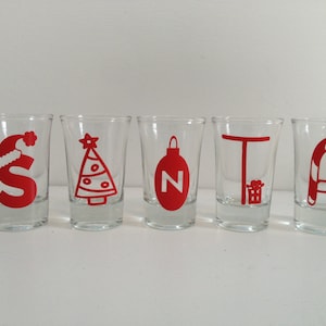 Christmas Shot Glasses - Set of 5 - Santa Shot Glasses - Shot Glasses ...