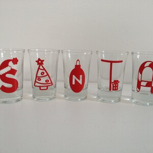 Christmas Shot Glasses - Set of 5 - Santa Shot Glasses - Shot Glasses ...
