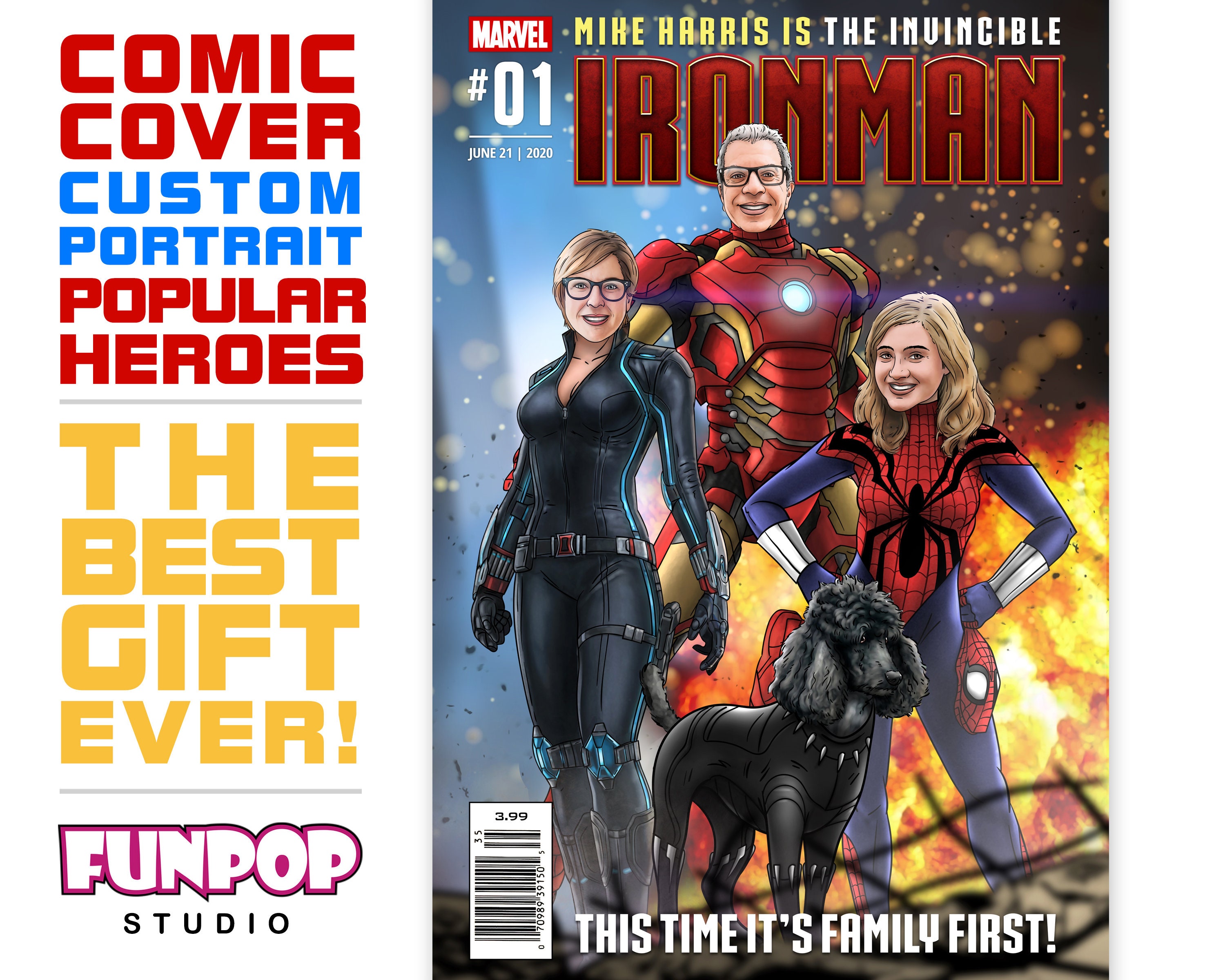 COMIC BOOK COVER Custom Portrait featuring popular heroes | Etsy