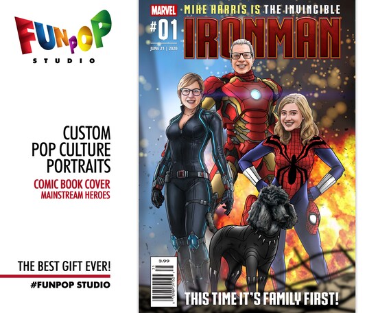 COMIC BOOK COVER Custom Portrait Featuring Popular Heroes | Etsy