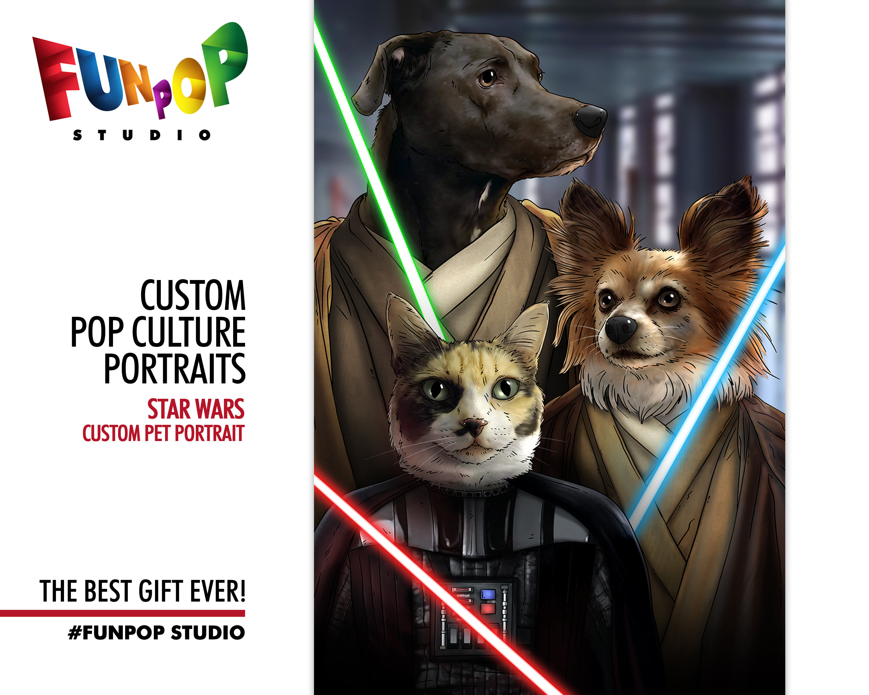STAR WARS Custom PET Portrait Dogs Cats Perfect Friends or - Etsy