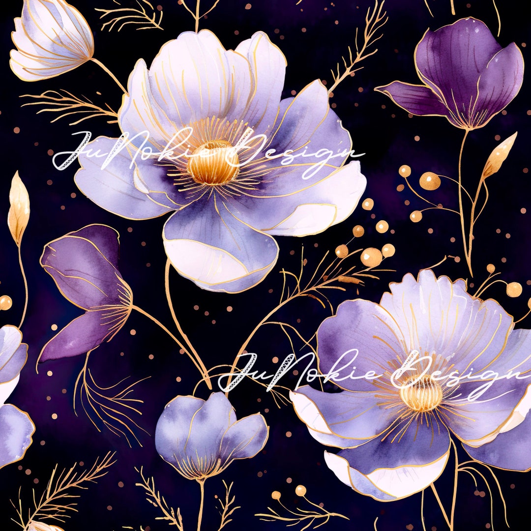Flower Pattern Night Design Seamless Pattern, Flower, Digital Paper ...