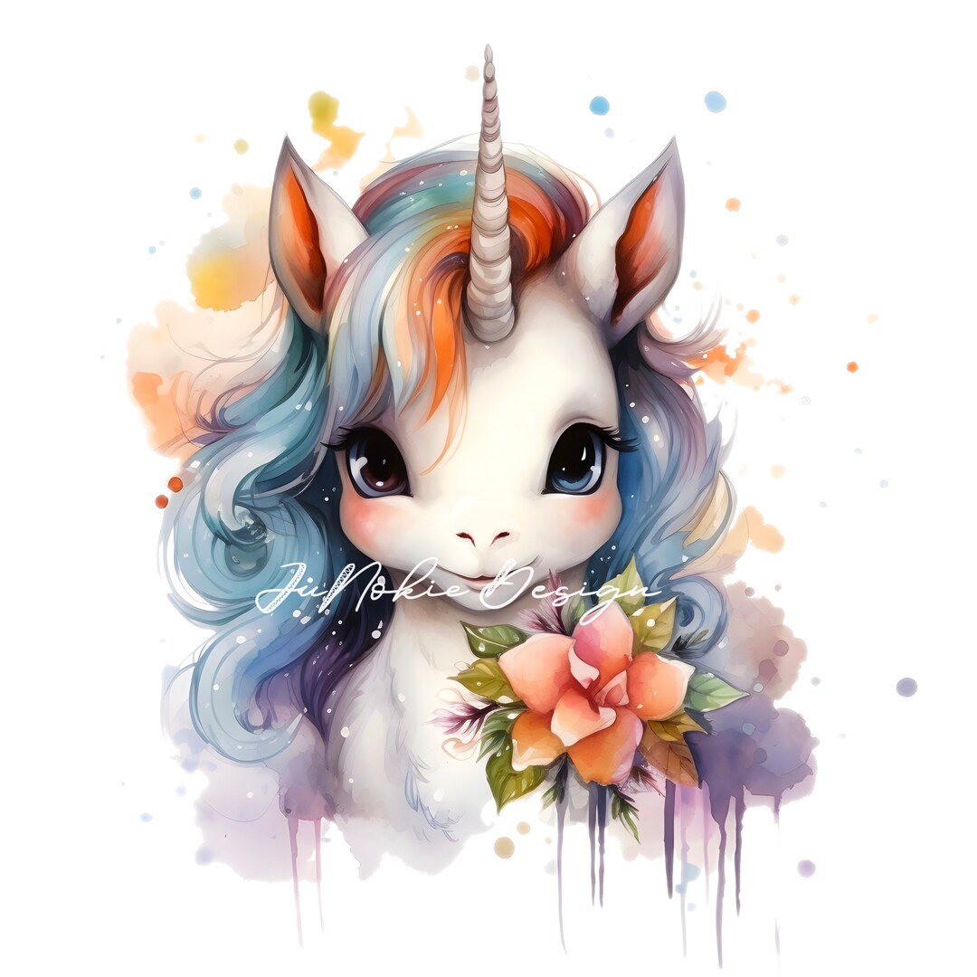 Cute Unicorn Clipart,300 DPI, Magical PNG, Printable, No Background ...