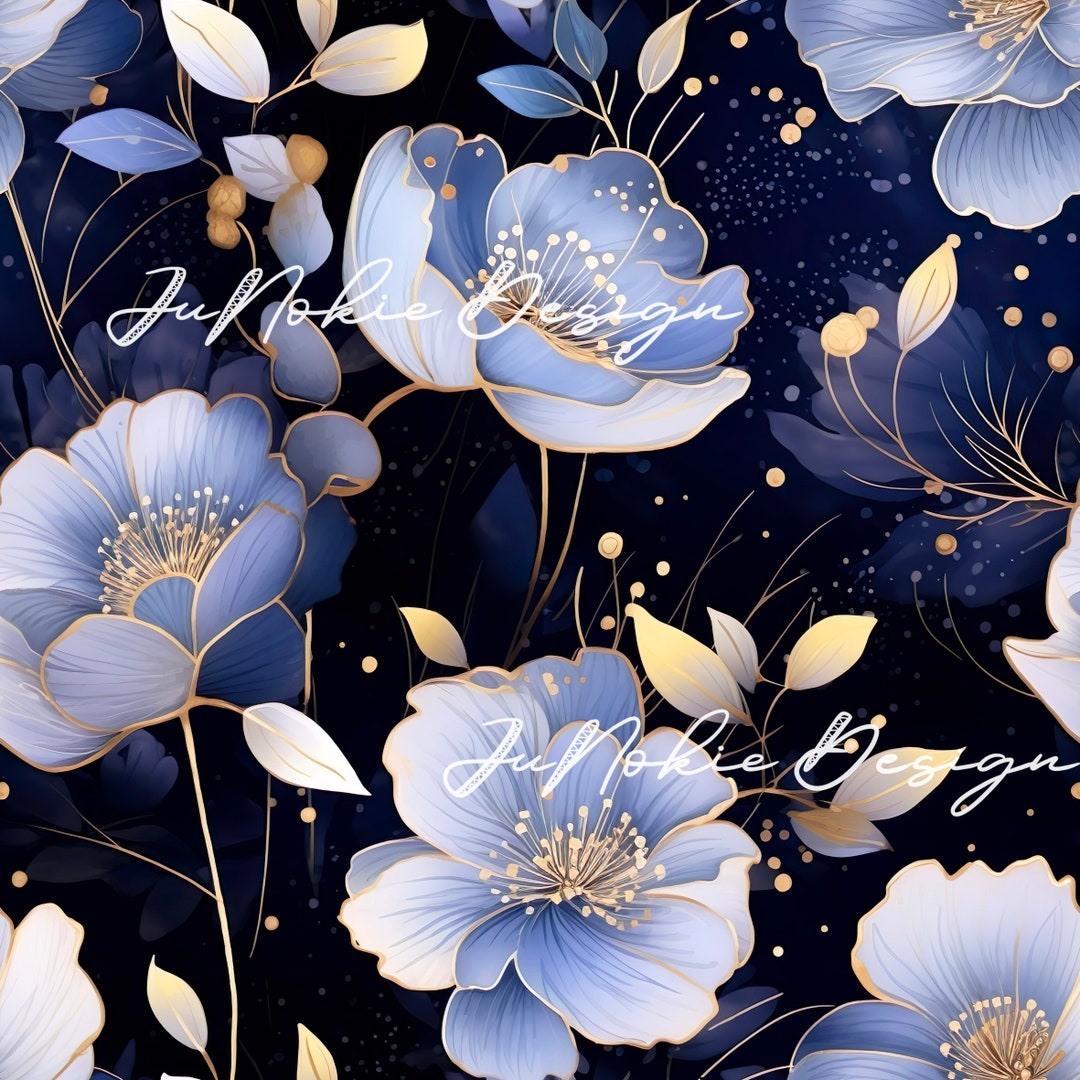 Flower Pattern Night Design Seamless Pattern, Flower, Digital Paper ...
