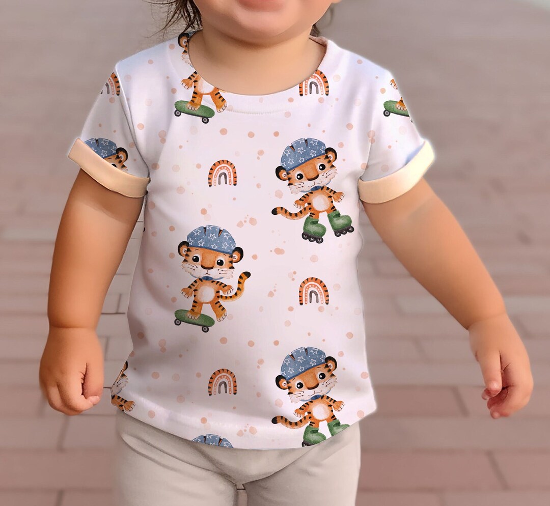 Cute Tiger Fabric Design, Children, Cute, Skater, Seamless Pattern ...