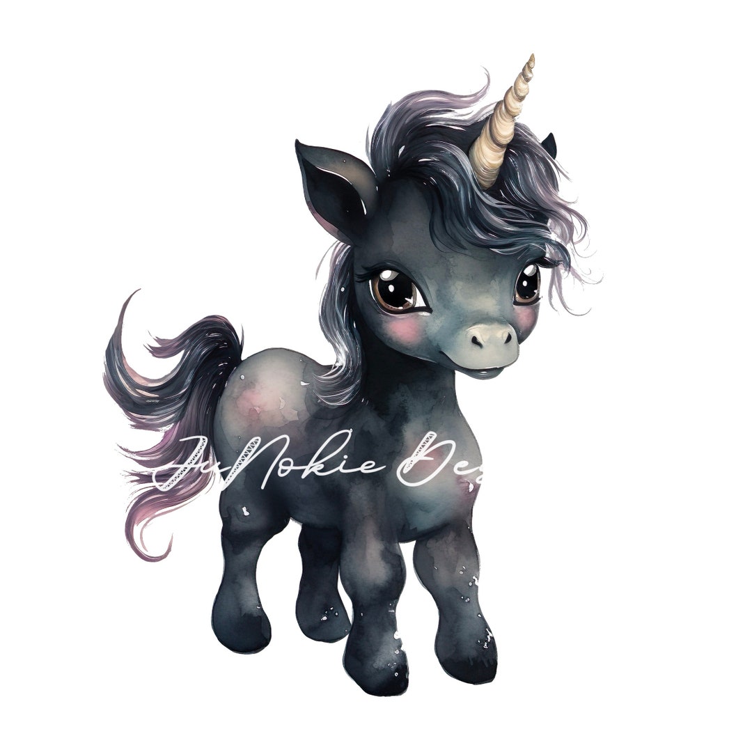 Cute Black Unicorn Clipart300 DPI Magical PNG Printable No - Etsy