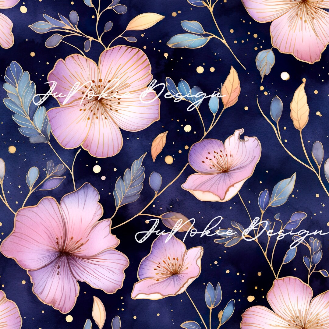 Flower Pattern Night Design Seamless Pattern, Flower, Digital Paper ...
