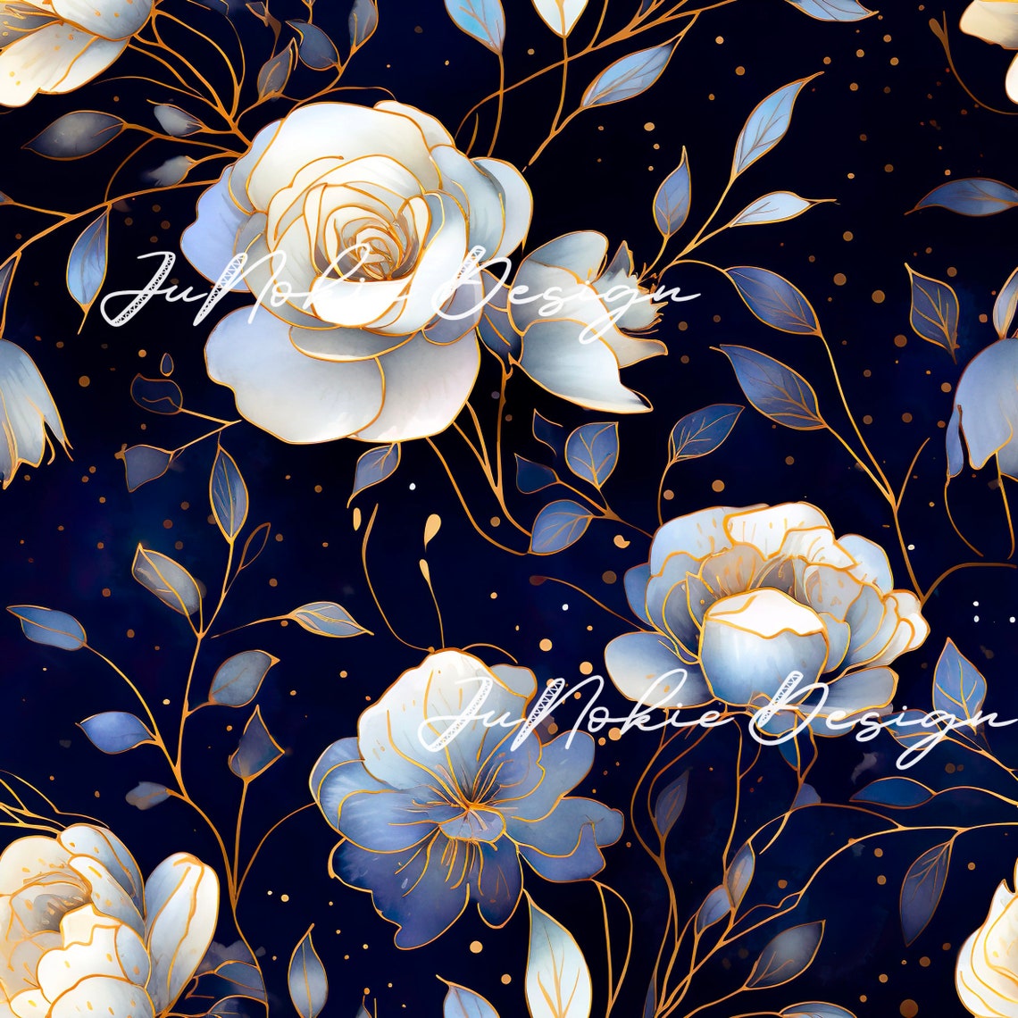 Flower Pattern Night Design Seamless Pattern Flower Digital - Etsy
