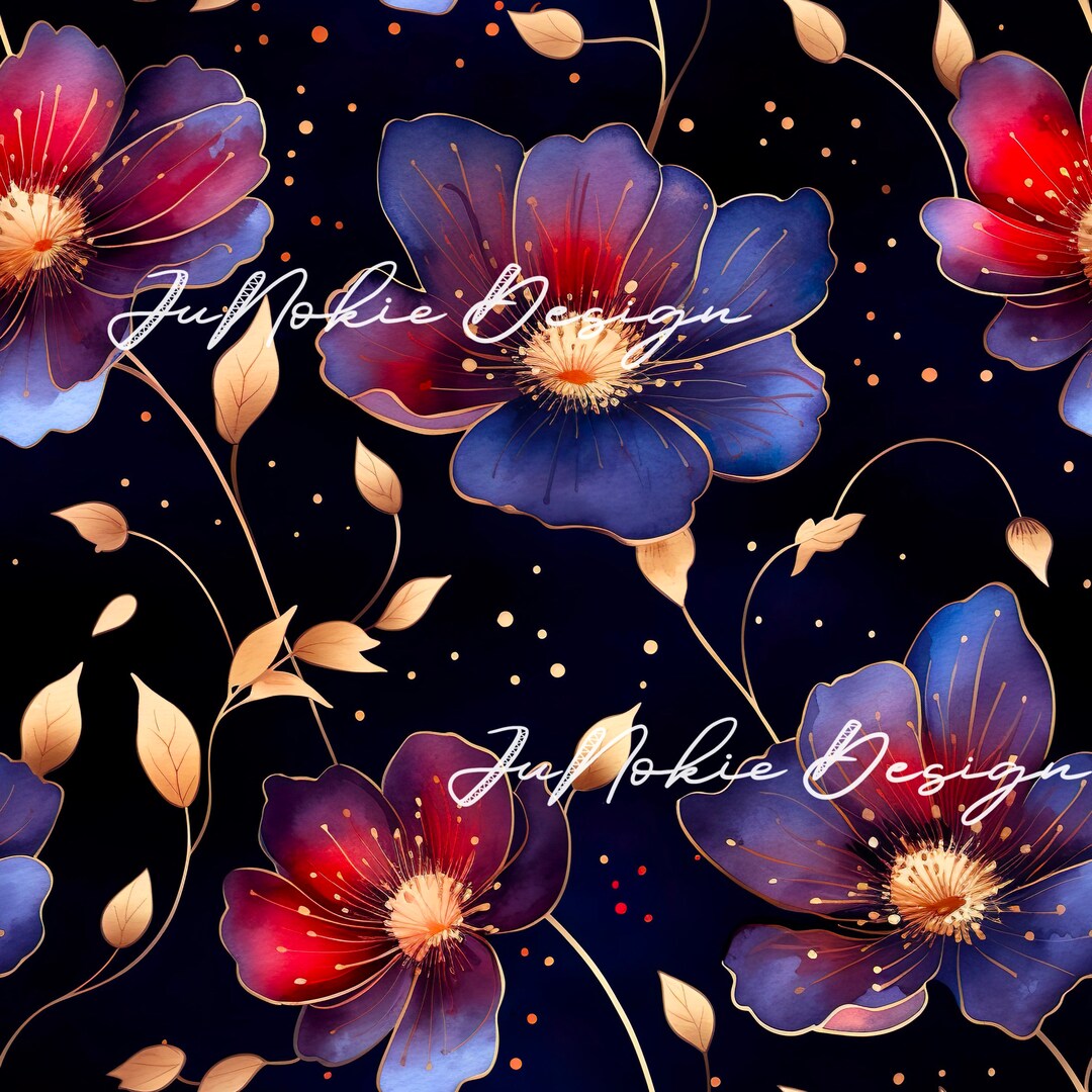 Flower Pattern Night Design Seamless Pattern Flower Digital - Etsy