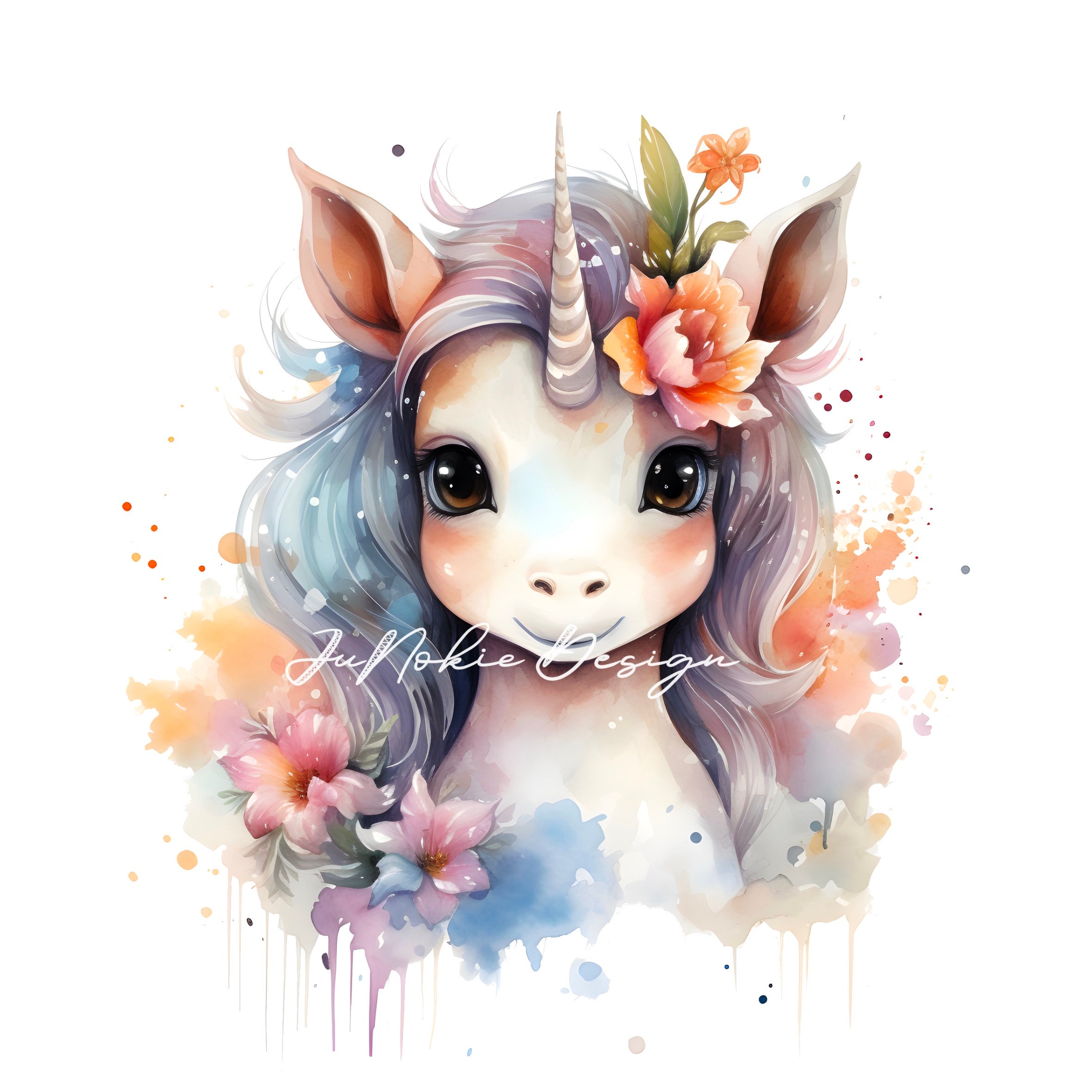 Cute Unicorn Clipart,300 DPI, Magical PNG, Printable, No Background ...