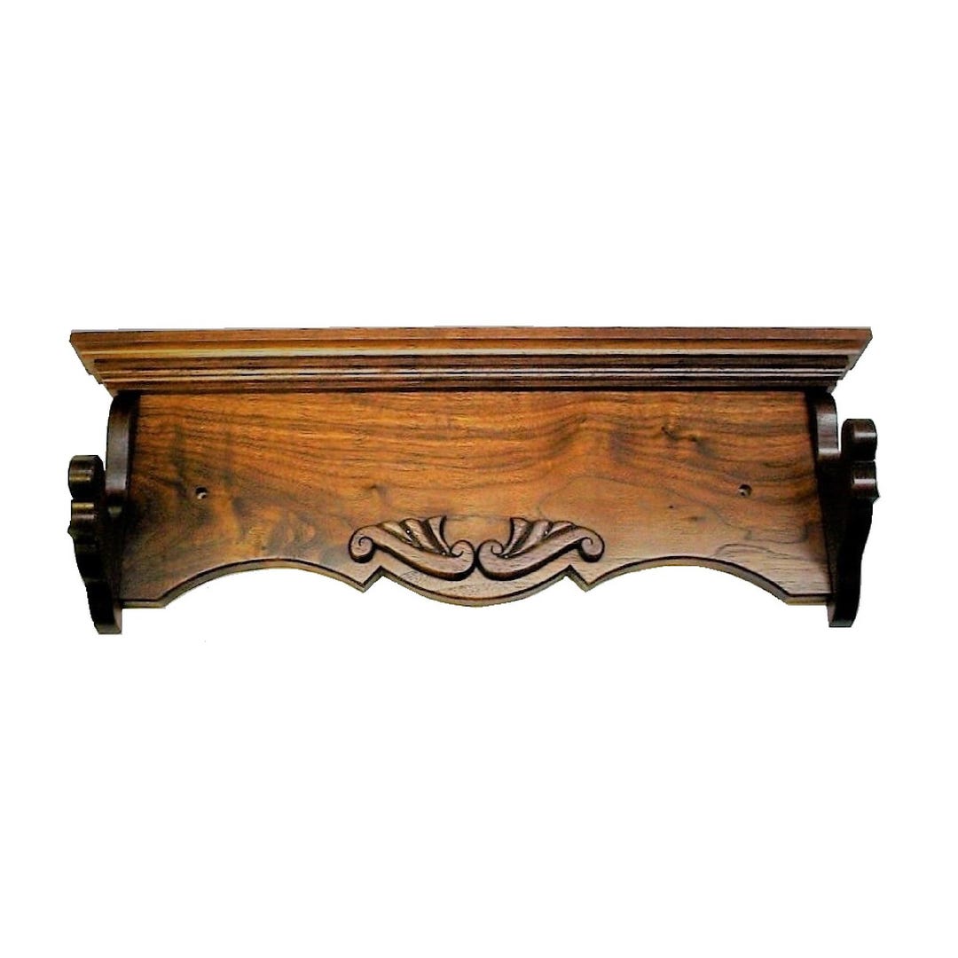 Walnut Wood Gun Rack Rifle Shotgun Heritage Wall Display With Carving ...