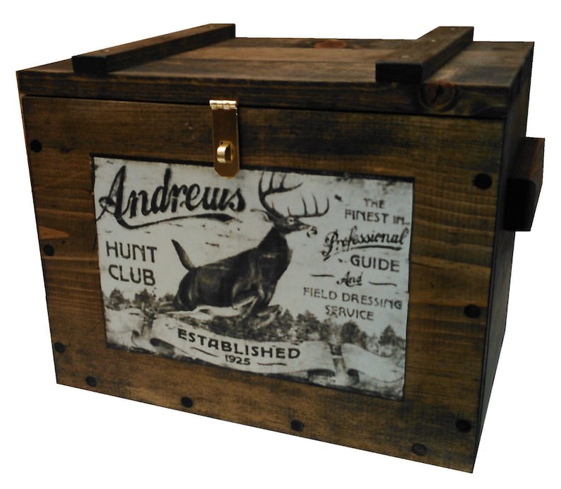 Rustic Wooden Ammo Box, Hunting Accessories Storage Crate - Vintage ...