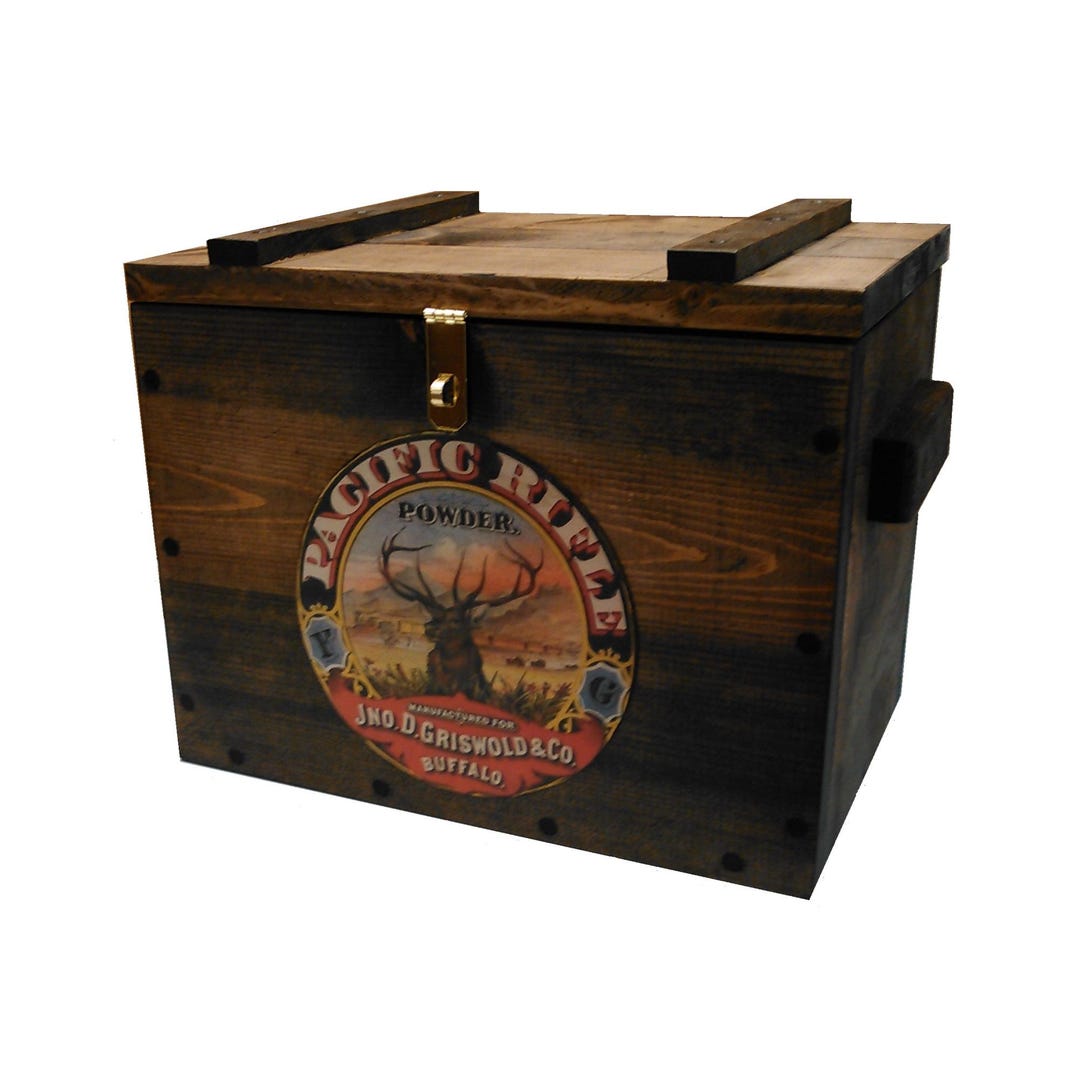 Dark Rustic Pine Wooden Ammo Box - Cartridge Gun Accessories Storage ...