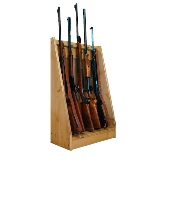 Cabinets & Safes Rustic Pine Wooden 5 Place Vertical Long Gun Rack ...