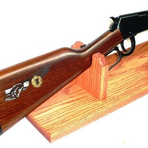 Oak Wooden Gun Rack Stand Antique Rifle Shotgun Presentation Table Top ...