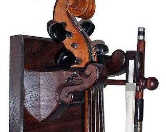 Mahogany Finish Violin Display Case Shadow Box with Hanger Fiddle with ...
