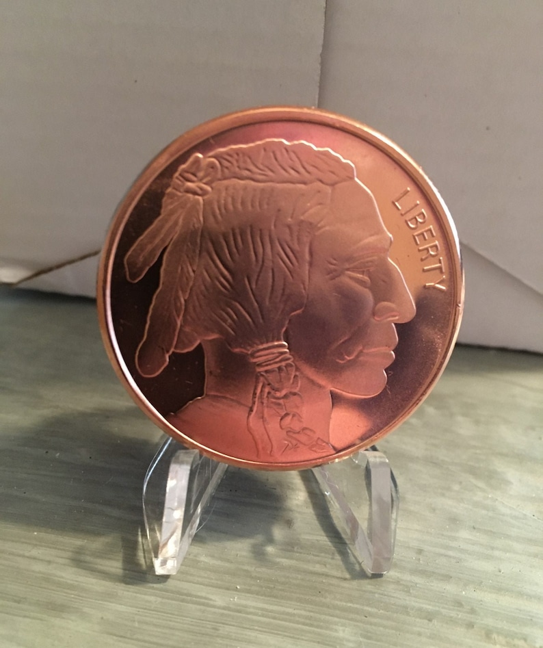 1 Oz Fine Copper Round Collectible Coin American Indian & Buffalo - Etsy