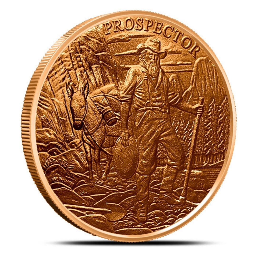 1 Oz Copper Round Collectible Coin Prospector Wild West Gold Rush - Etsy