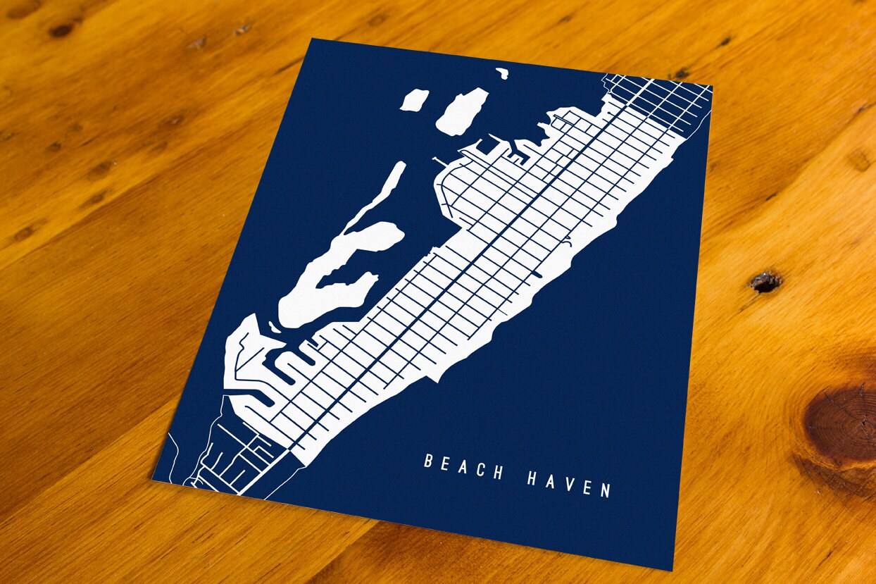 Beach Haven NJ Map Art Print Your Choice of Size & Color | Etsy