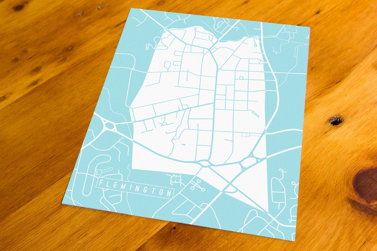 Flemington, NJ Map Art Print Your Choice of Size & Color - Etsy.de