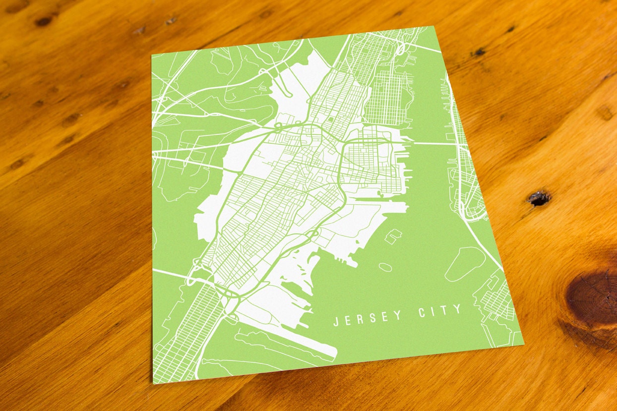 Jersey City NJ Map Art Print Your Choice of Size & | Etsy