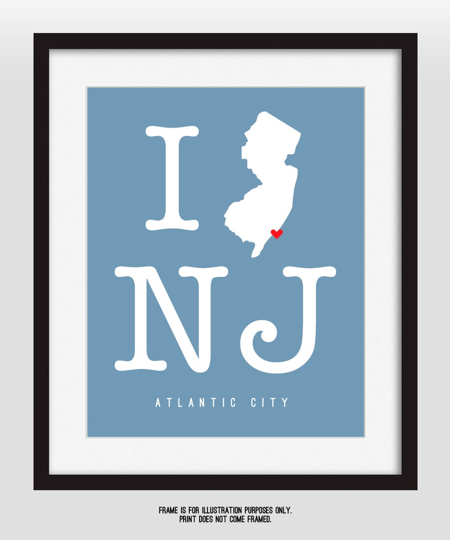 Atlantic City NJ I Heart NJ Art Print Your Choice of - Etsy