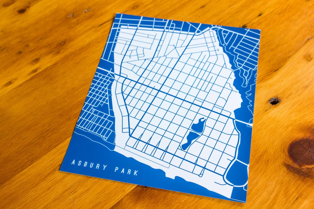 Asbury Park, NJ - Map Art Print - Your Choice of Size & Color! - Etsy