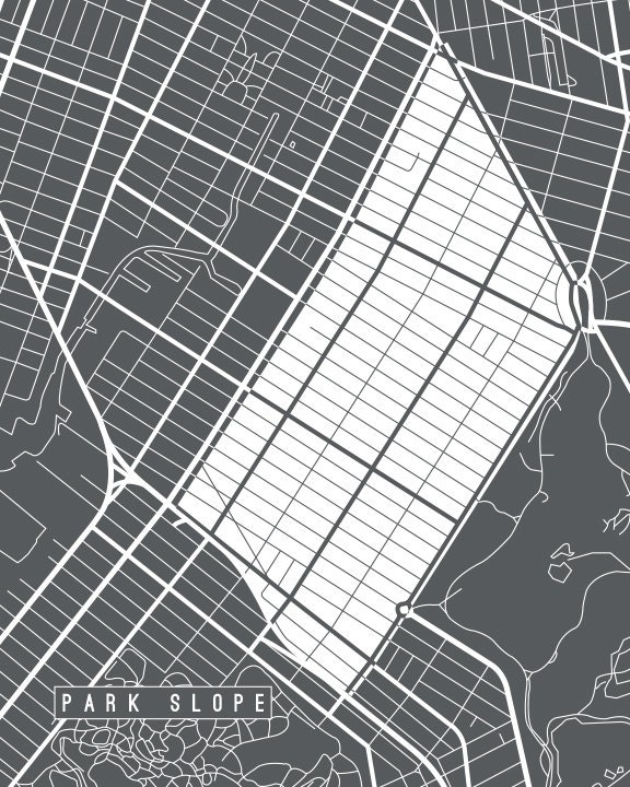 Park Slope NYC NY Map Art Print Your Choice of Size & - Etsy