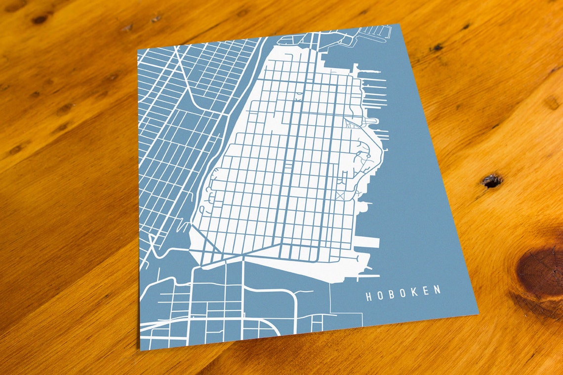 Hoboken NJ Map Art Print Your Choice of Size & Color | Etsy