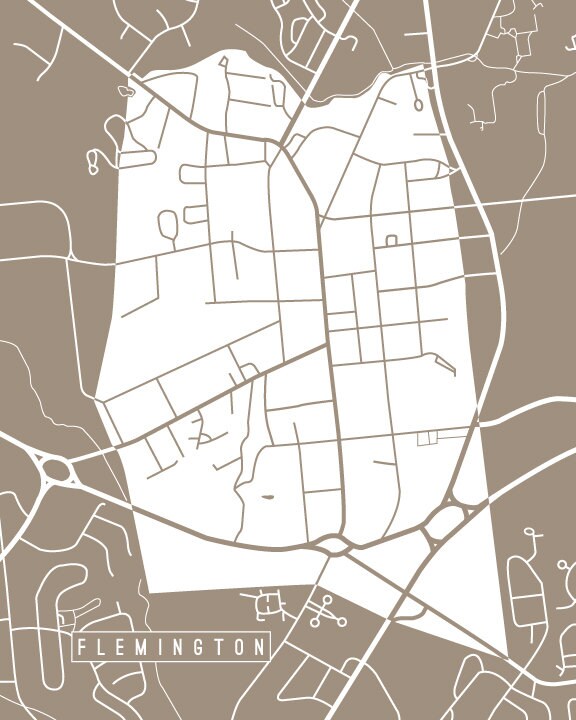 Flemington NJ Map Art Print Your Choice of Size & Color | Etsy