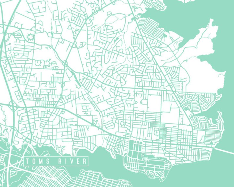 Toms River, NJ Map Art Print Your Choice of Size & Color - Etsy