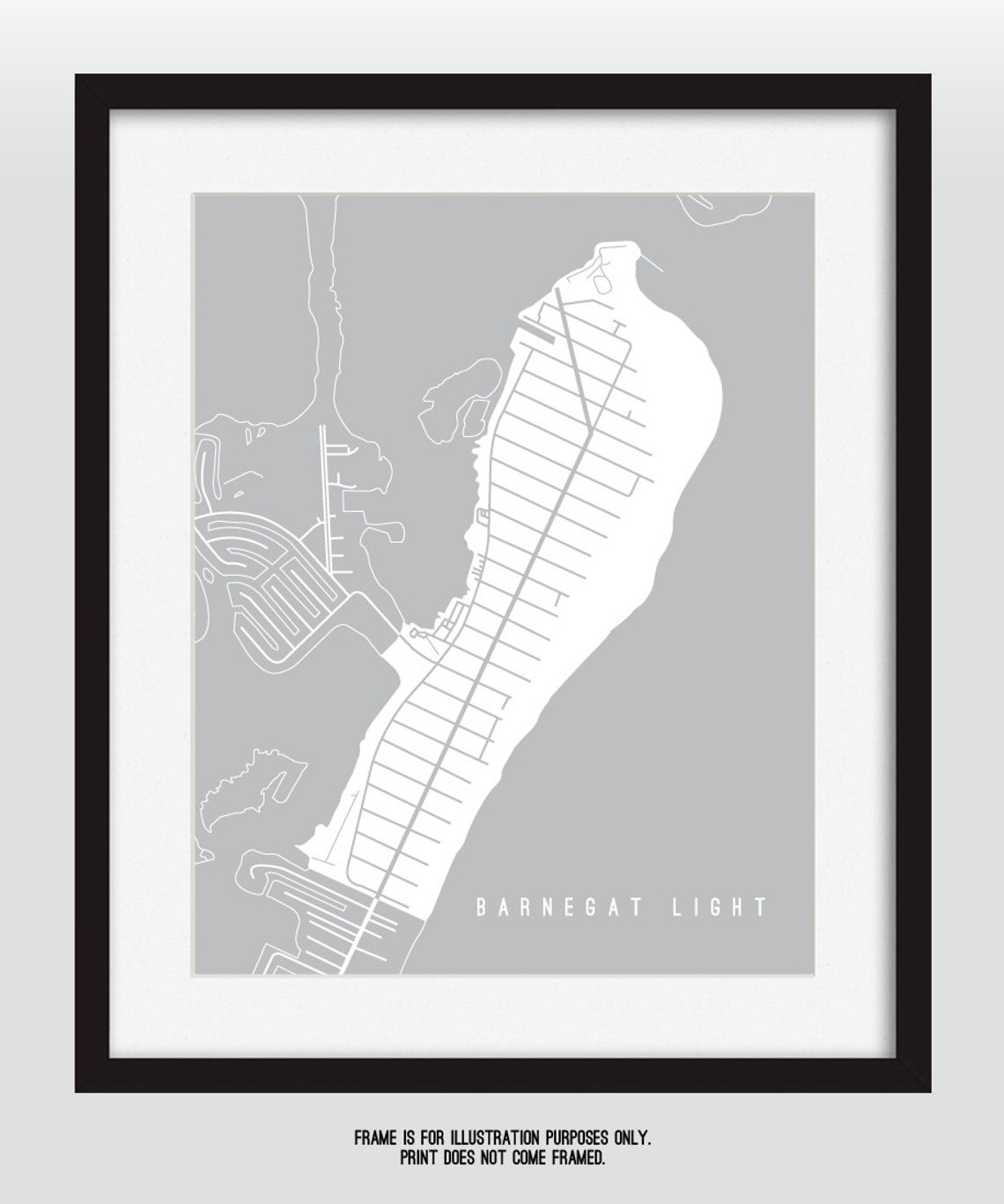 Barnegat Light NJ Map Art Print Your Choice of Size & | Etsy