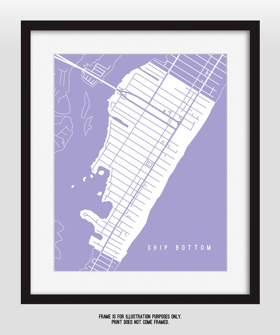 Ship Bottom NJ Map Art Print Your Choice of Size & Color - Etsy