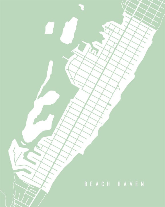 Beach Haven NJ Map Art Print Your Choice of Size & Color | Etsy