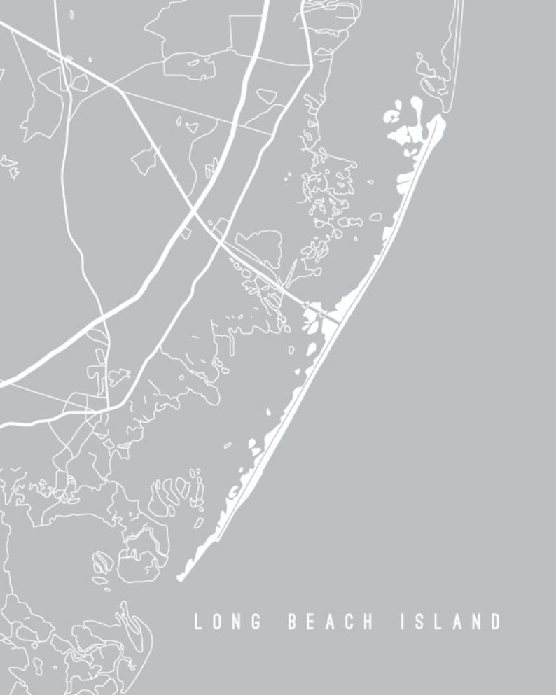 Long Beach Island NJ Map Art Print Your Choice of Size & - Etsy