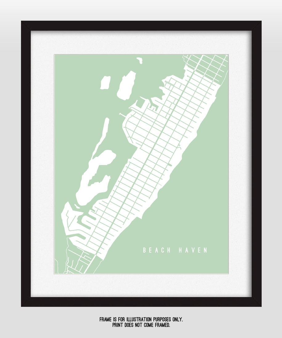 Beach Haven NJ Map Art Print Your Choice of Size & Color | Etsy