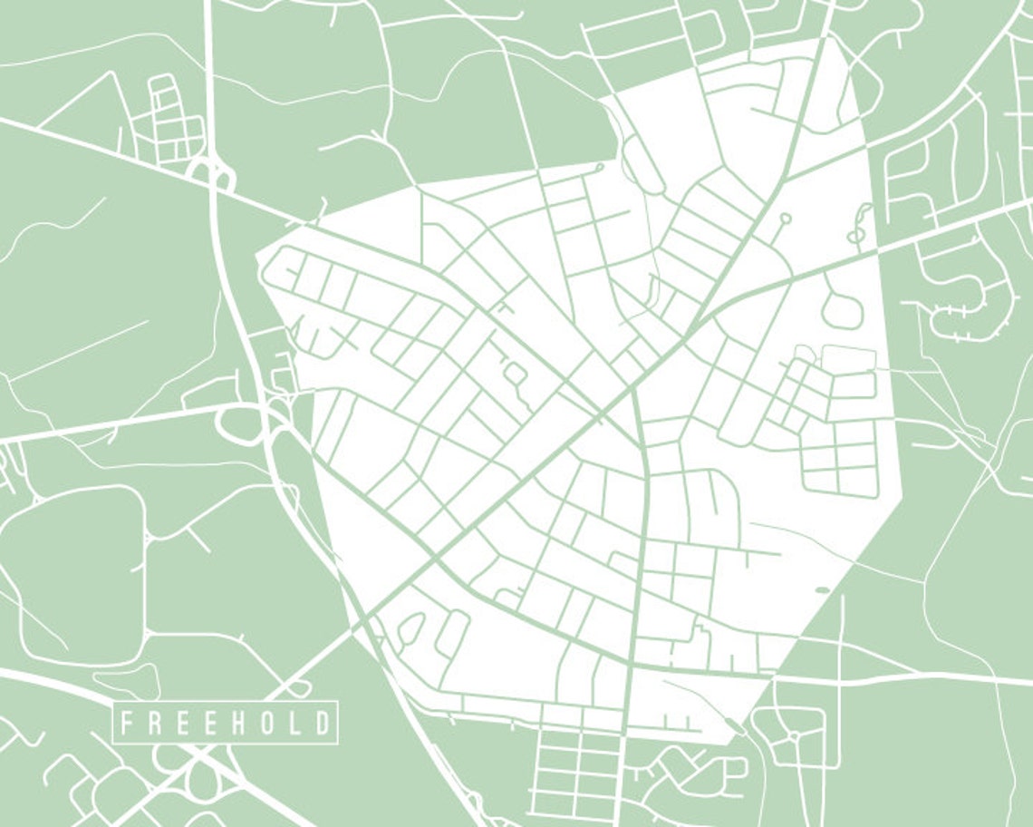 Freehold, NJ Map Art Print Your Choice of Size & Color - Etsy