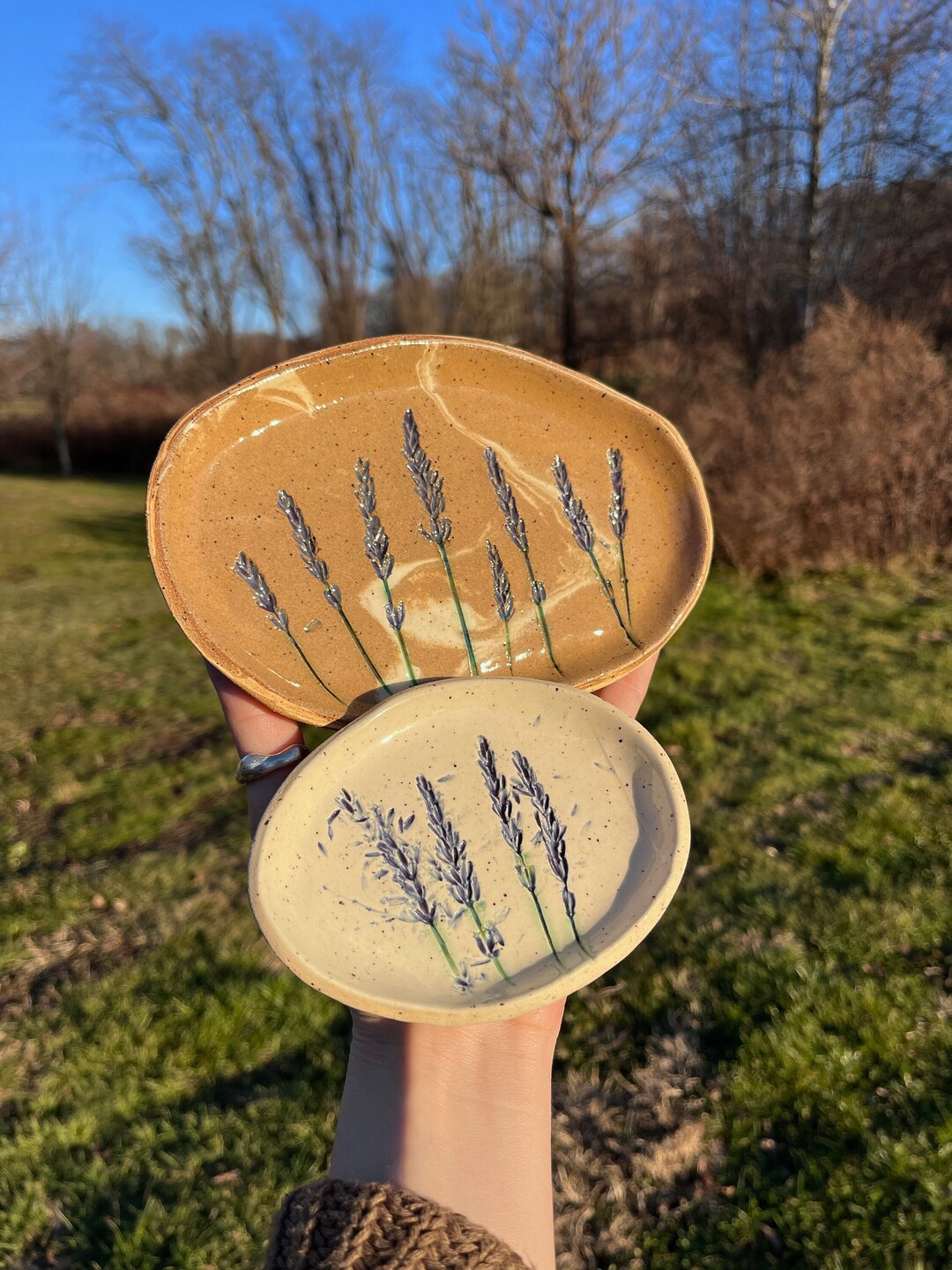 Handmade Ceramic Botanical Plate Set Funky Pottery - Etsy