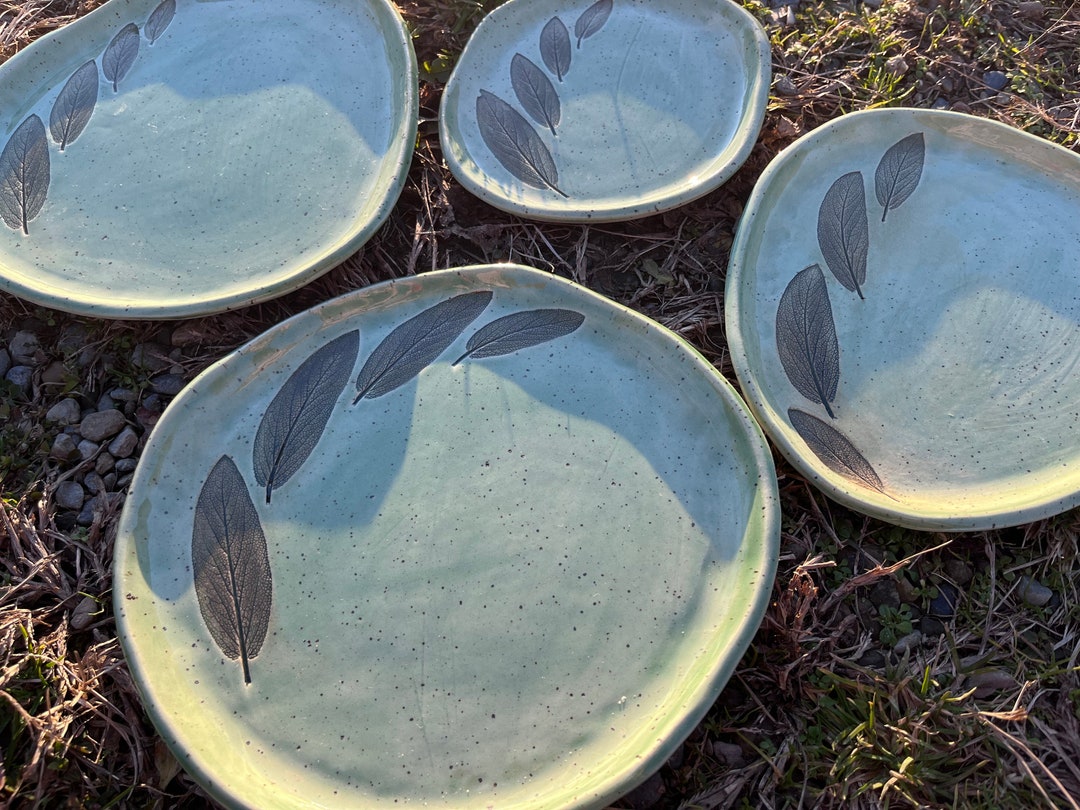 Handmade Ceramic Botanical Plate Set Funky Pottery - Etsy