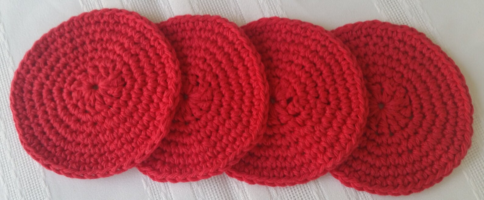 Cotton Round Coasters 4 Red Coaster Set Cotton Coasters - Etsy