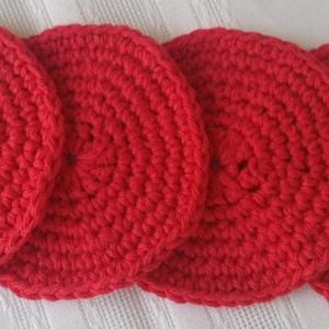 Cotton Round Coasters 4 Red Coaster Set Cotton Coasters - Etsy