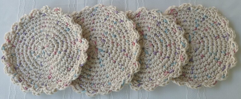 Cotton Round Coasters 4 Red Coaster Set Cotton Coasters - Etsy