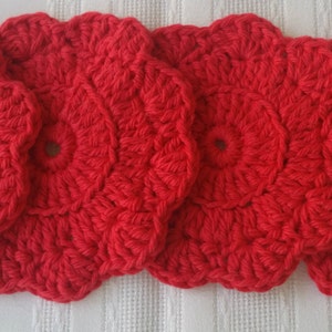 Cotton Round Coasters 4 Red Coaster Set Cotton Coasters - Etsy