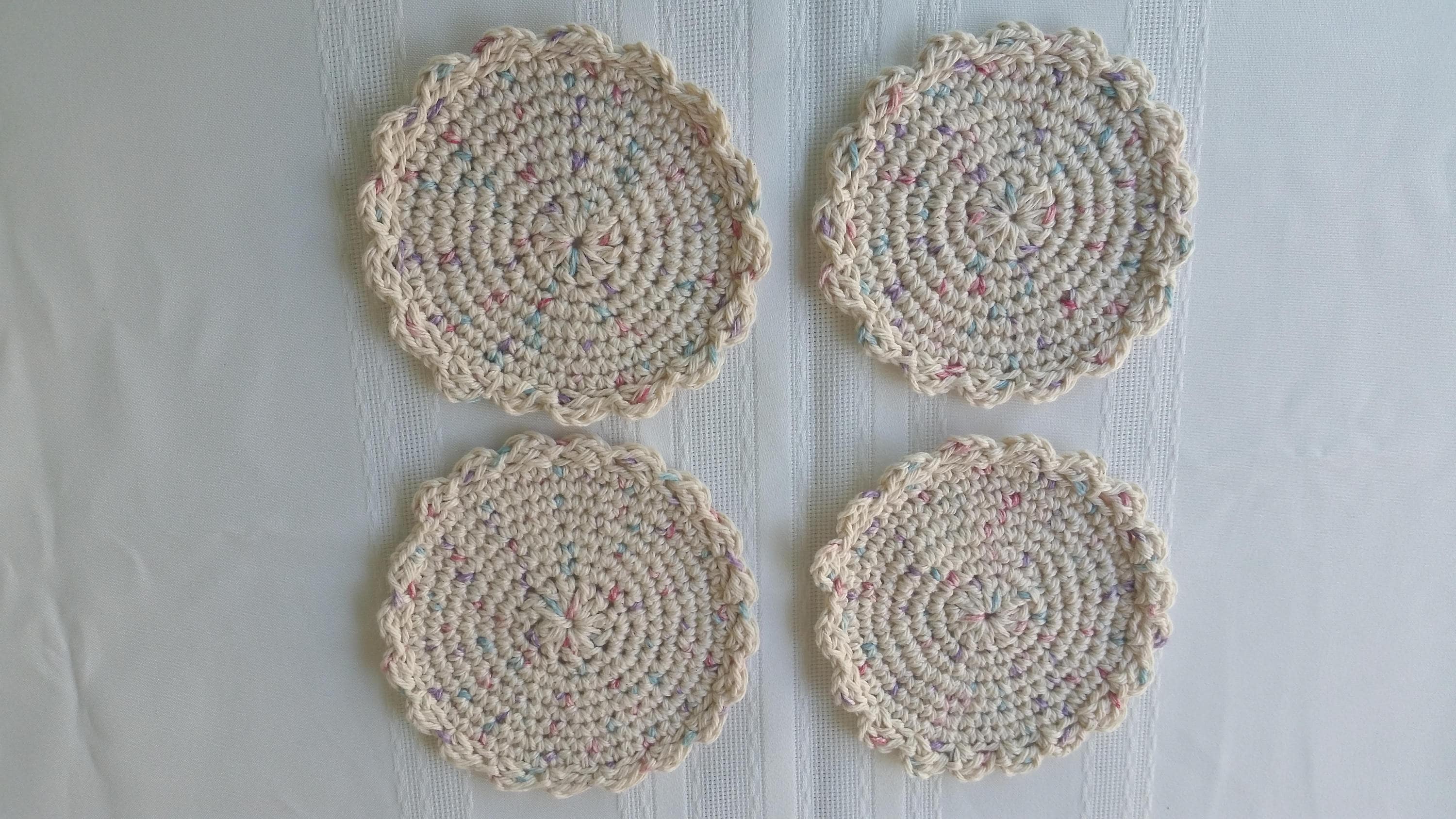 Cotton Crochet Coasters Scalloped Coasters Beige - Etsy Sweden