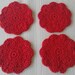 Cotton Round Coasters 4 Red Coaster Set Cotton Coasters - Etsy